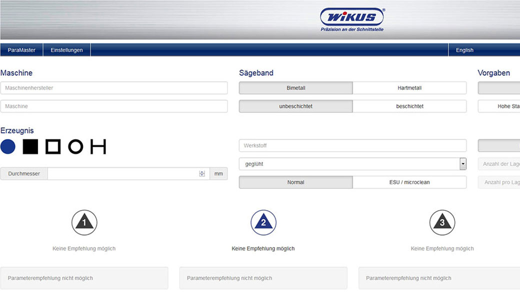 The Online Cutting Data Program ParaMaster®